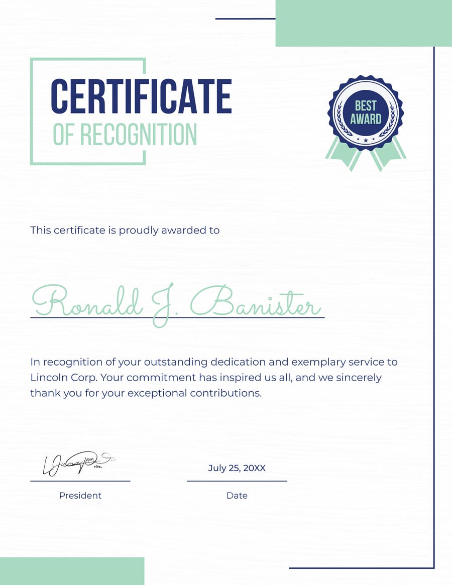 Employee Recognition Award Template (Portrait) - WordLayouts