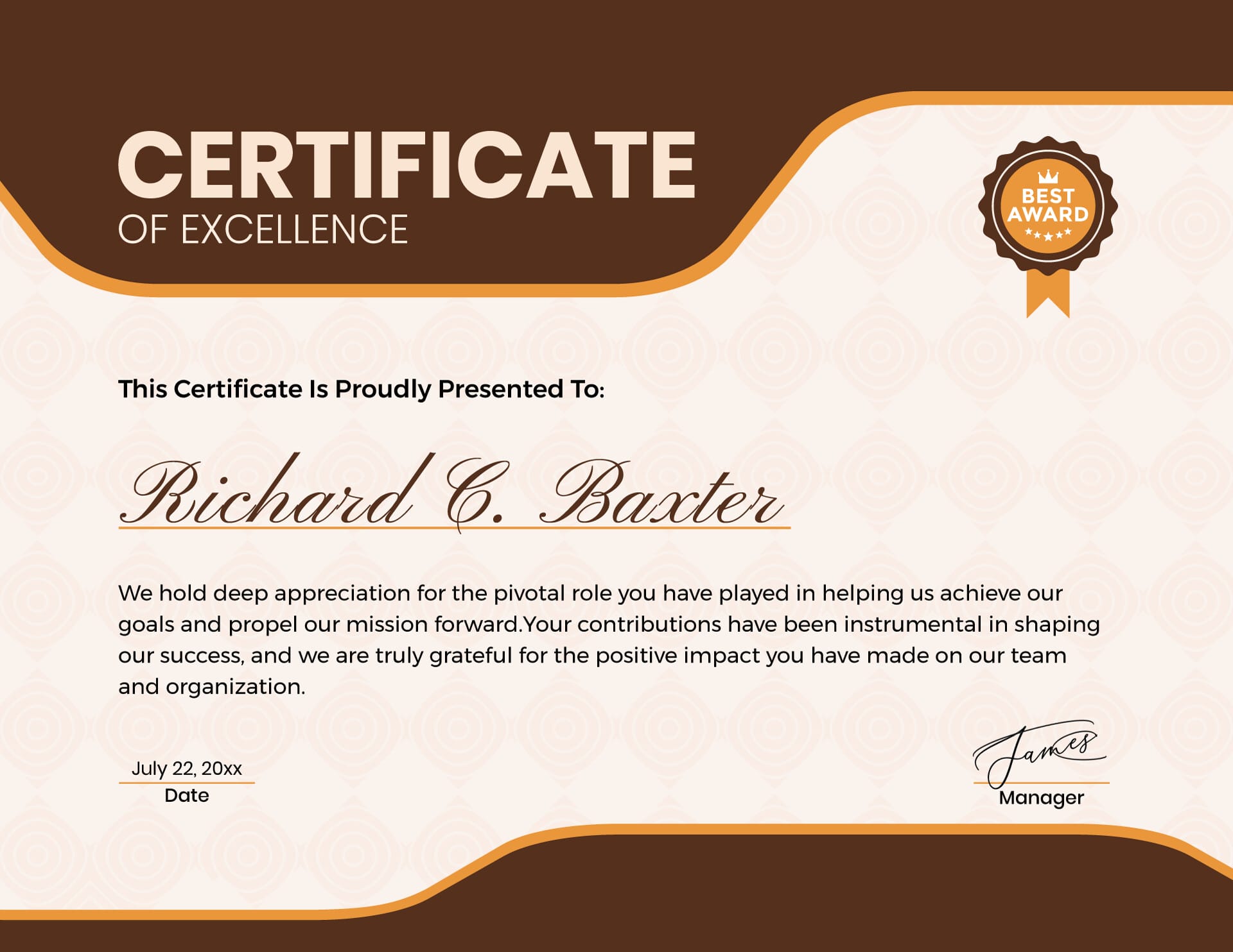 Excellence in Action Award Template (Landscape) - WordLayouts