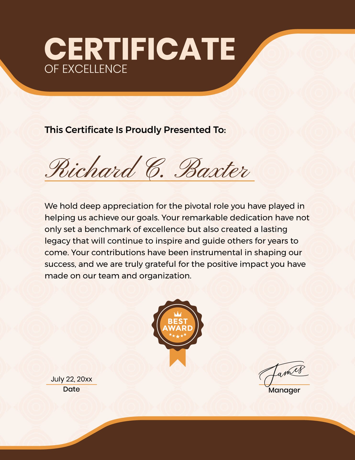 Distinguished Service Award Template (Portrait) - WordLayouts