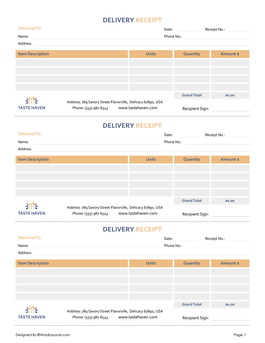 Free Delivery Receipt Templates - Word - Google Docs
