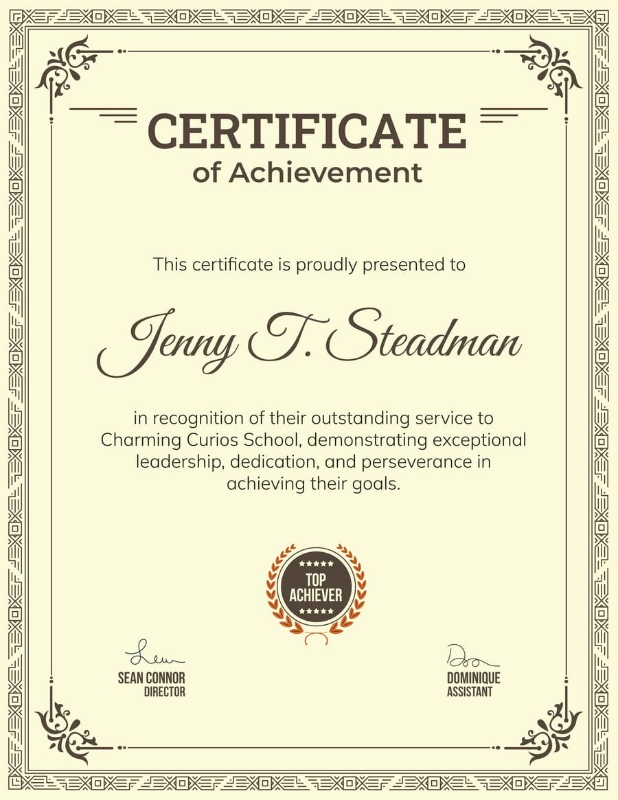 Community Service Certificate Template (Landscape) - WordLayouts