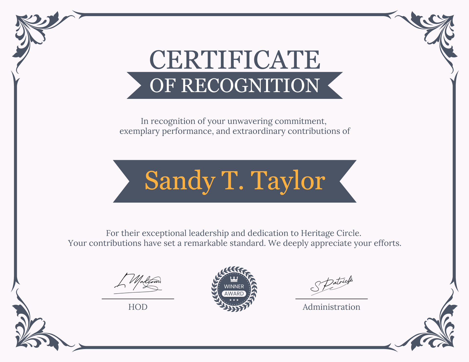 Service Recognition Award Certificate Template (Landscape) - WordLayouts