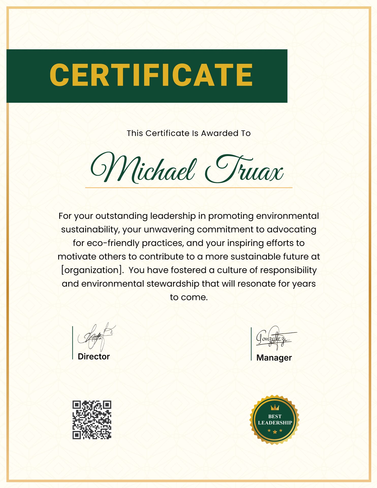 Accomplishment Recognition Certificate Template (Portrait) - WordLayouts