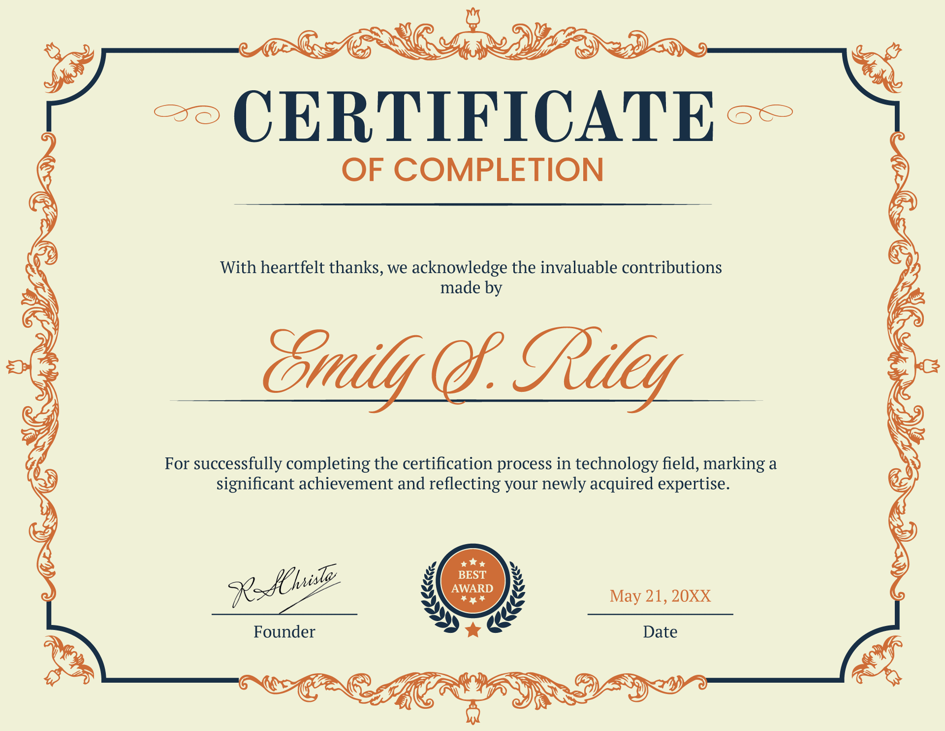 Exemplary Service Award Certificate Template (Landscape) - WordLayouts Exemplary Service Award Certificate Template (Landscape) - WordLayouts