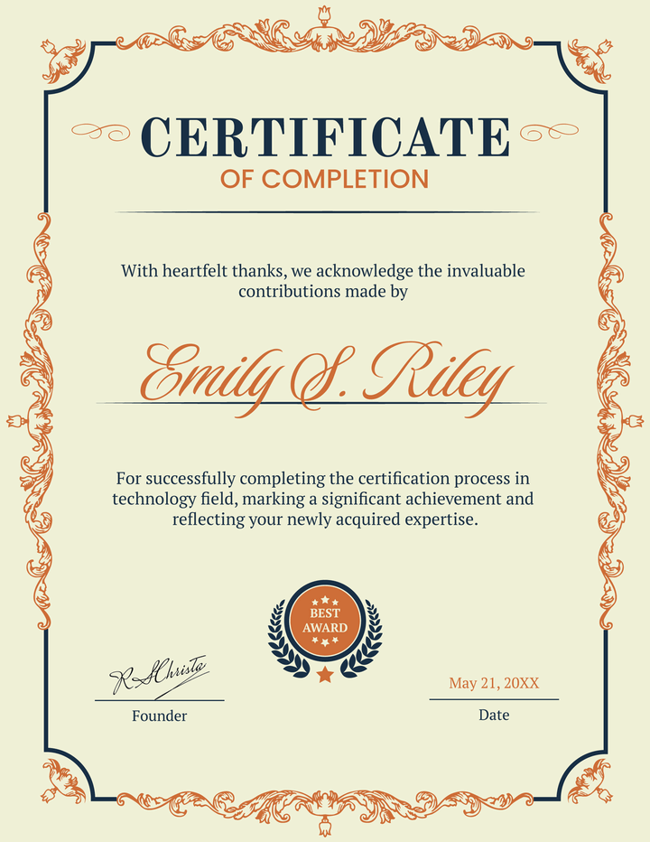 Free Certificate of Completion Templates to Edit & Print