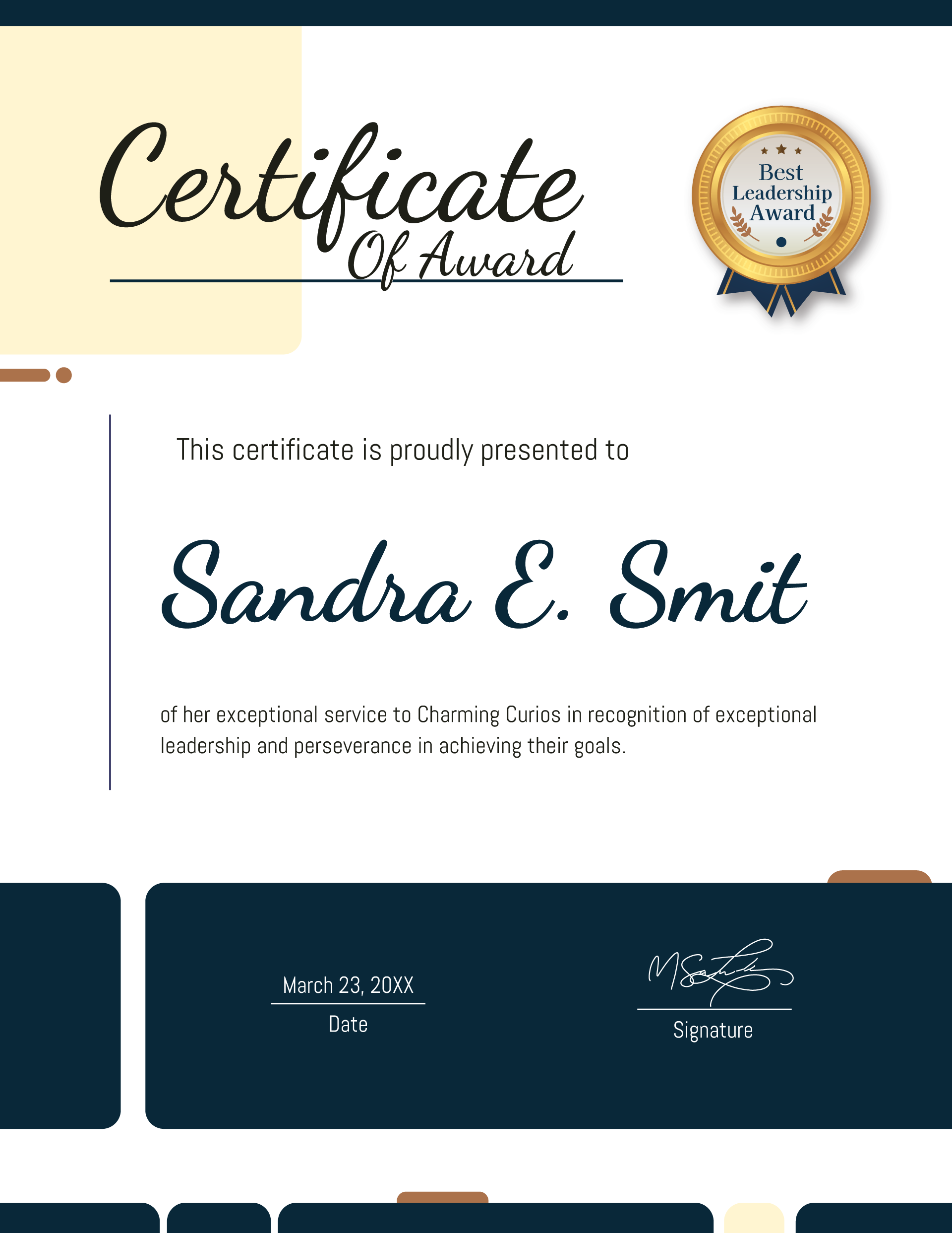 Excellence in Leadership Award Certificate Template (Portrait ... Excellence in Leadership Award Certificate Template (Portrait ...