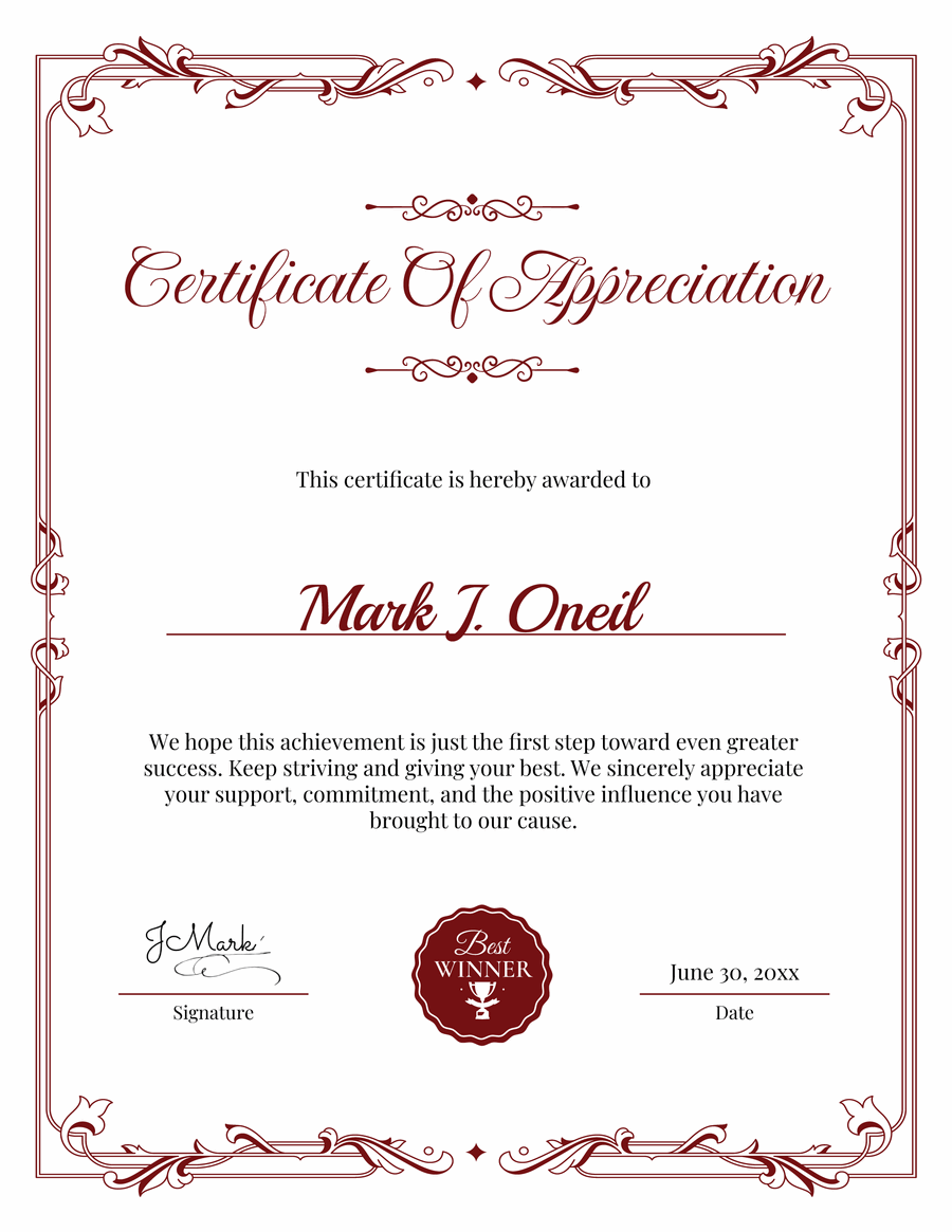 Distinguished Service Award Template (Portrait) - WordLayouts