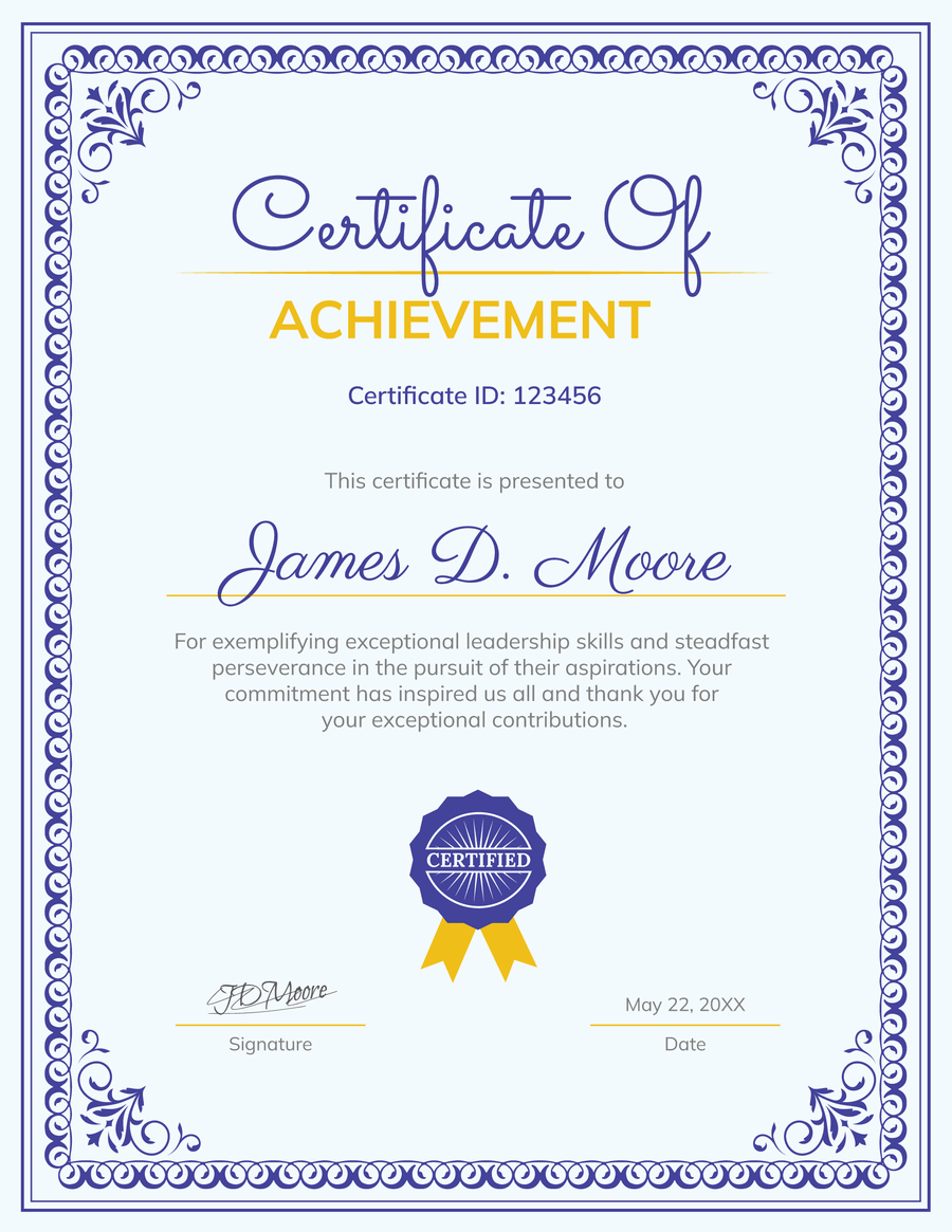 Prestige Leadership Award Template (Portrait) - WordLayouts