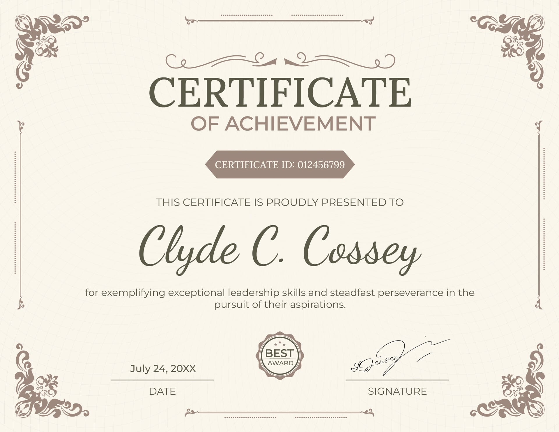 Outstanding Contribution Award Certificate Template (Portrait ...