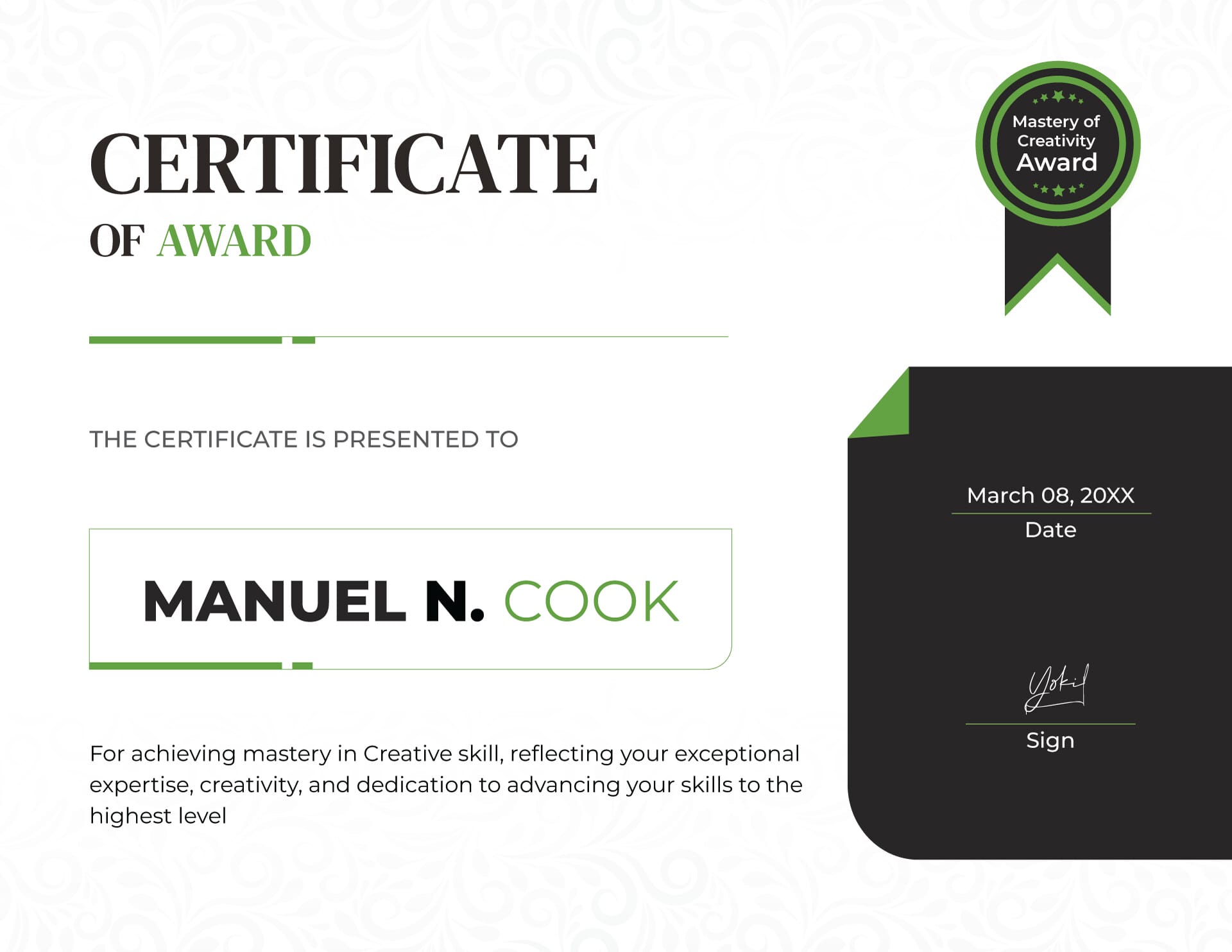 Verdant Vision Achievement Certificate Template (Landscape) - WordLayouts