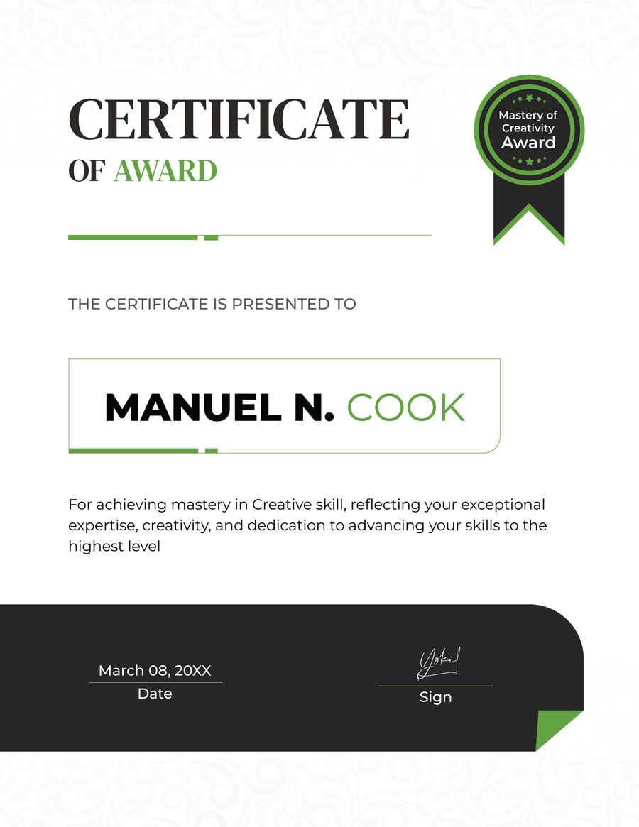 Verdant Vision Achievement Certificate Template (Portrait) - WordLayouts