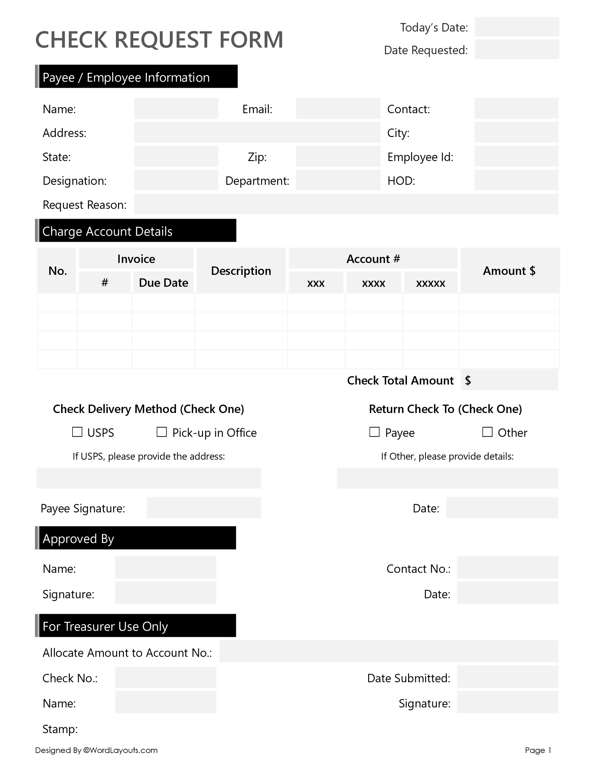 Free Check Request Form Templates - WordLayouts Free Check Request Form Templates - WordLayouts