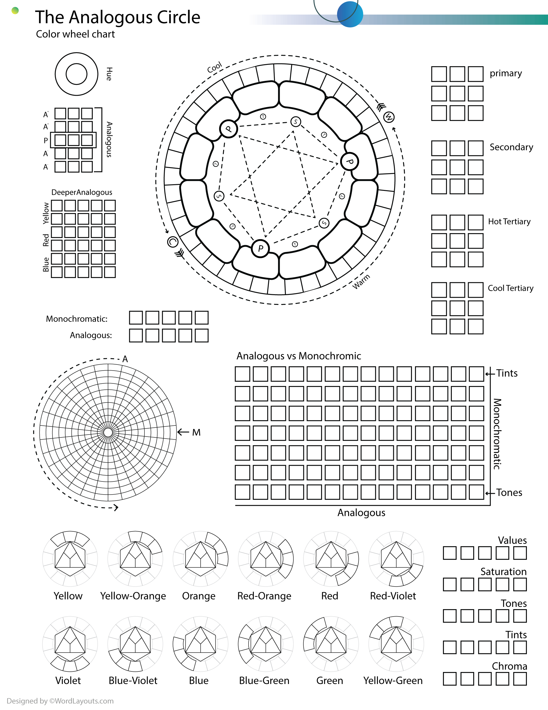 Analogous Color Wheel Chart - PDF - WordLayouts