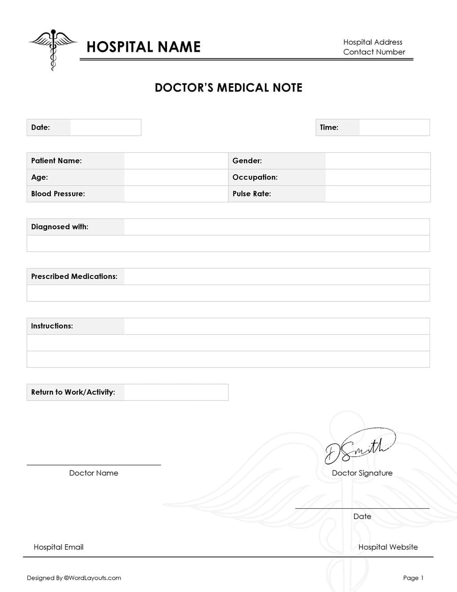 Free Doctor’s Note Templates to Edit & Print