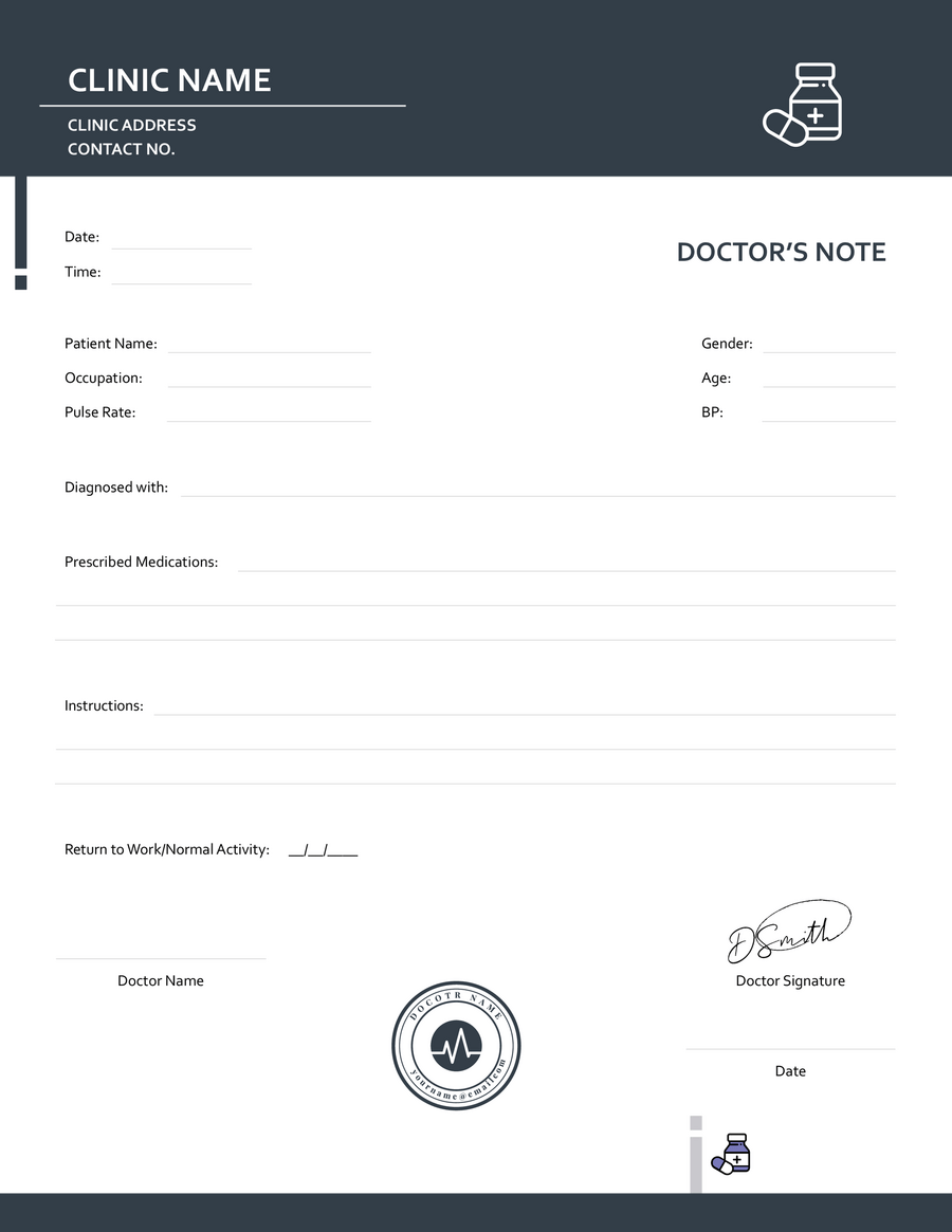 Doctor's Excuse Note for Hospitalization Template - WordLayouts