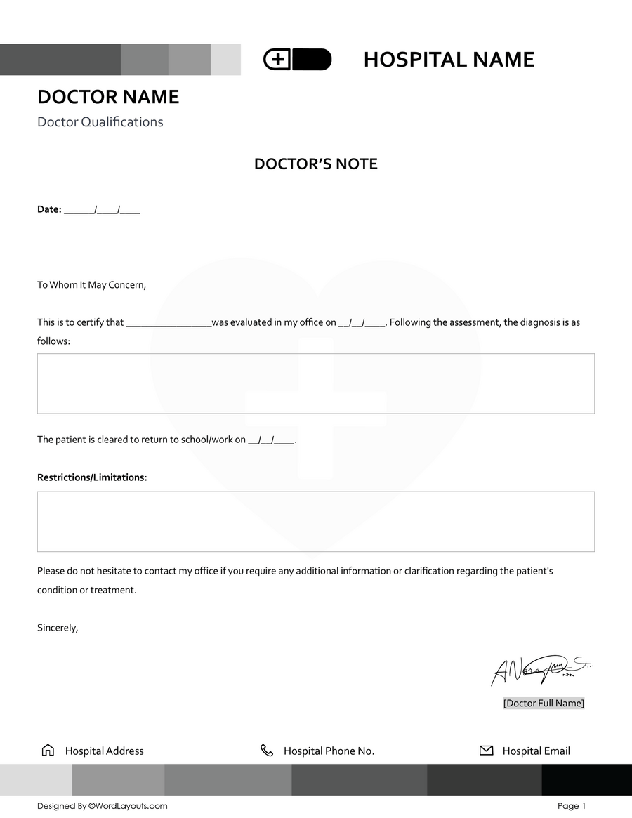 Free Doctor’s Note Templates to Edit & Print