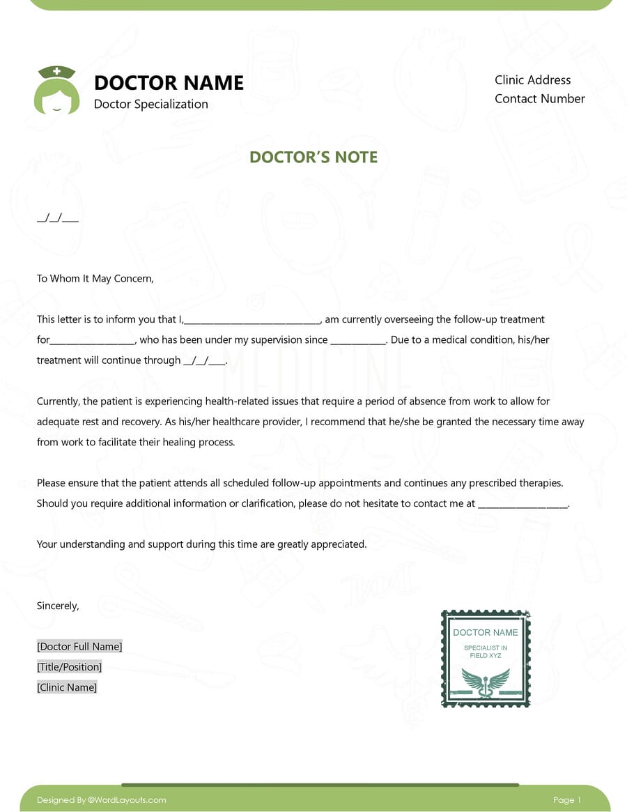 Free Doctor’s Note Templates to Edit & Print