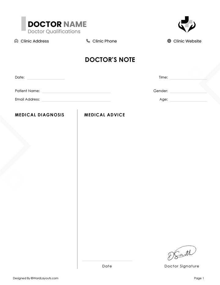 Simple Doctor Excuse Slip Template - WordLayouts