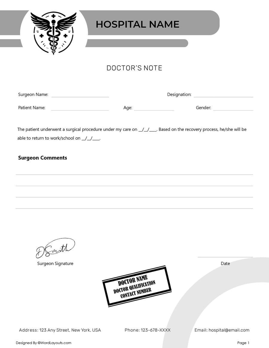 Doctor's Note Template with Restrictions - WordLayouts