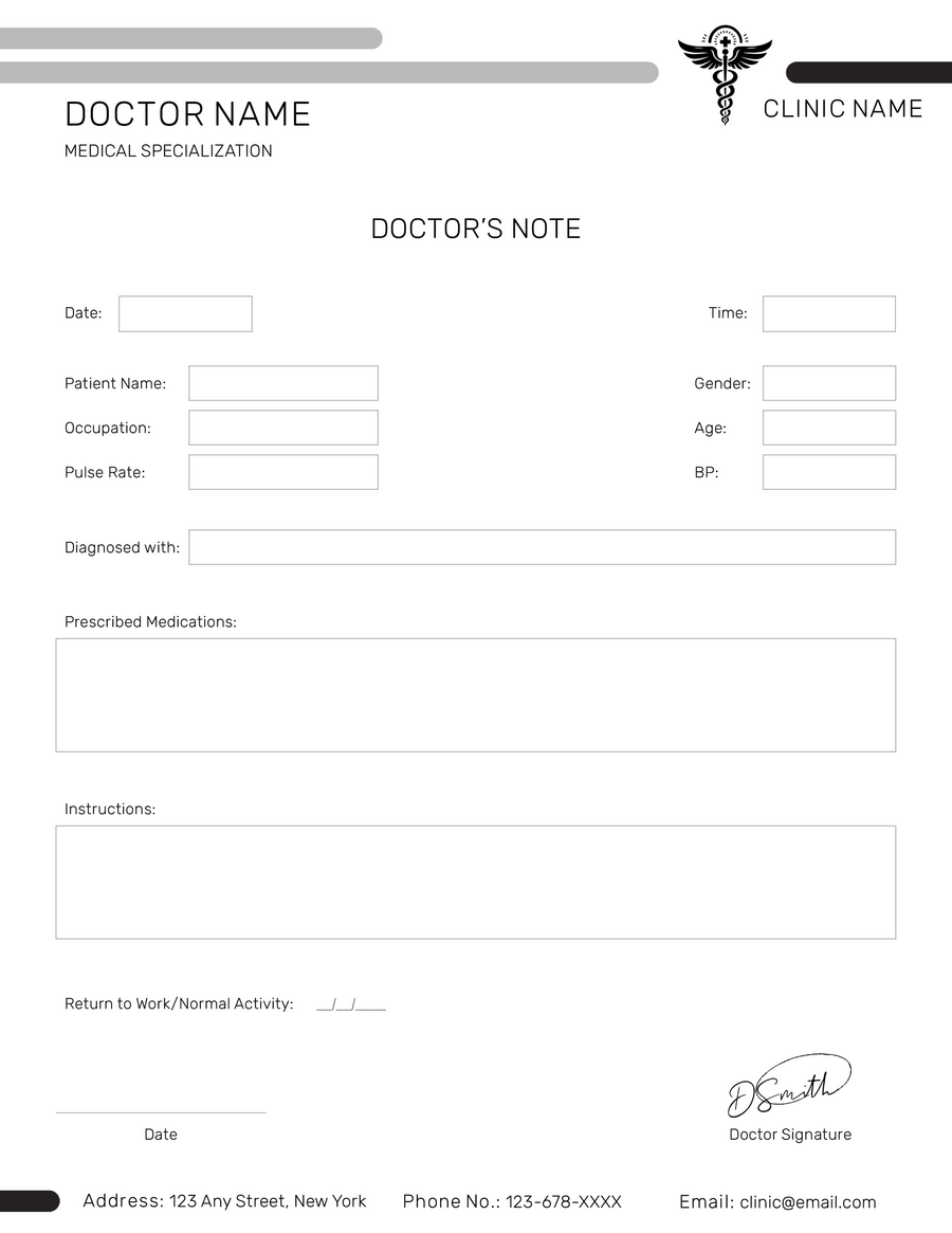 General Doctor’s Note Template for Work - WordLayouts