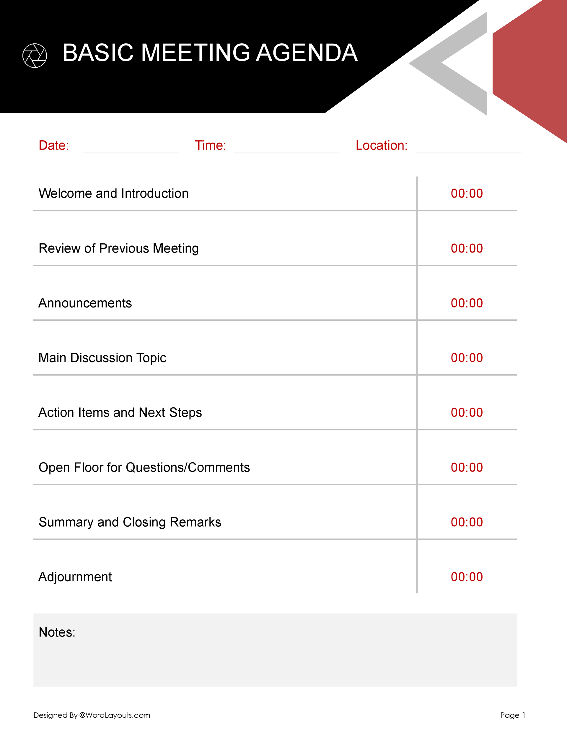 Weekly Basic Meeting Agenda Template - WordLayouts Weekly Basic Meeting Agenda Template - WordLayouts