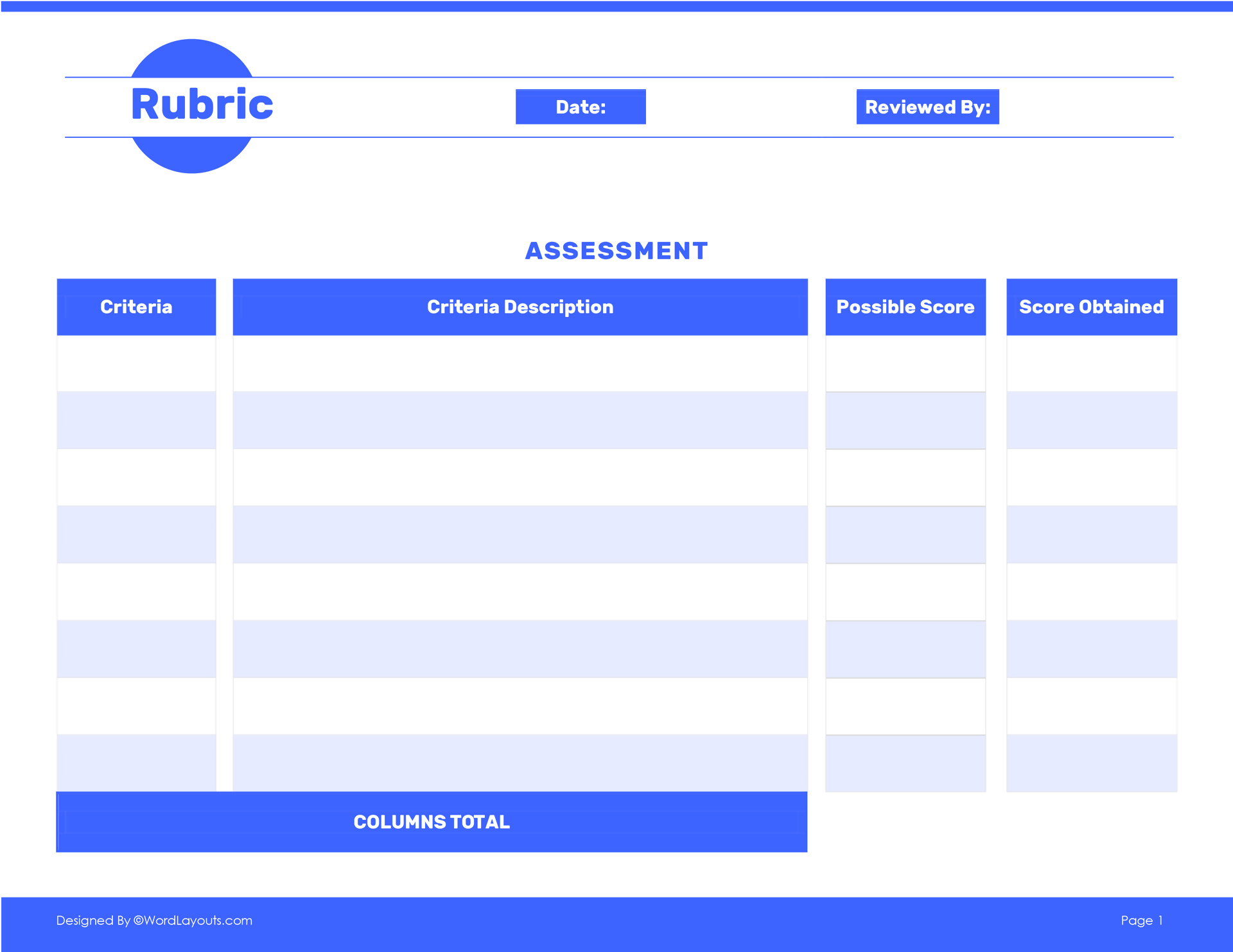 Interview Rubric Template - WordLayouts