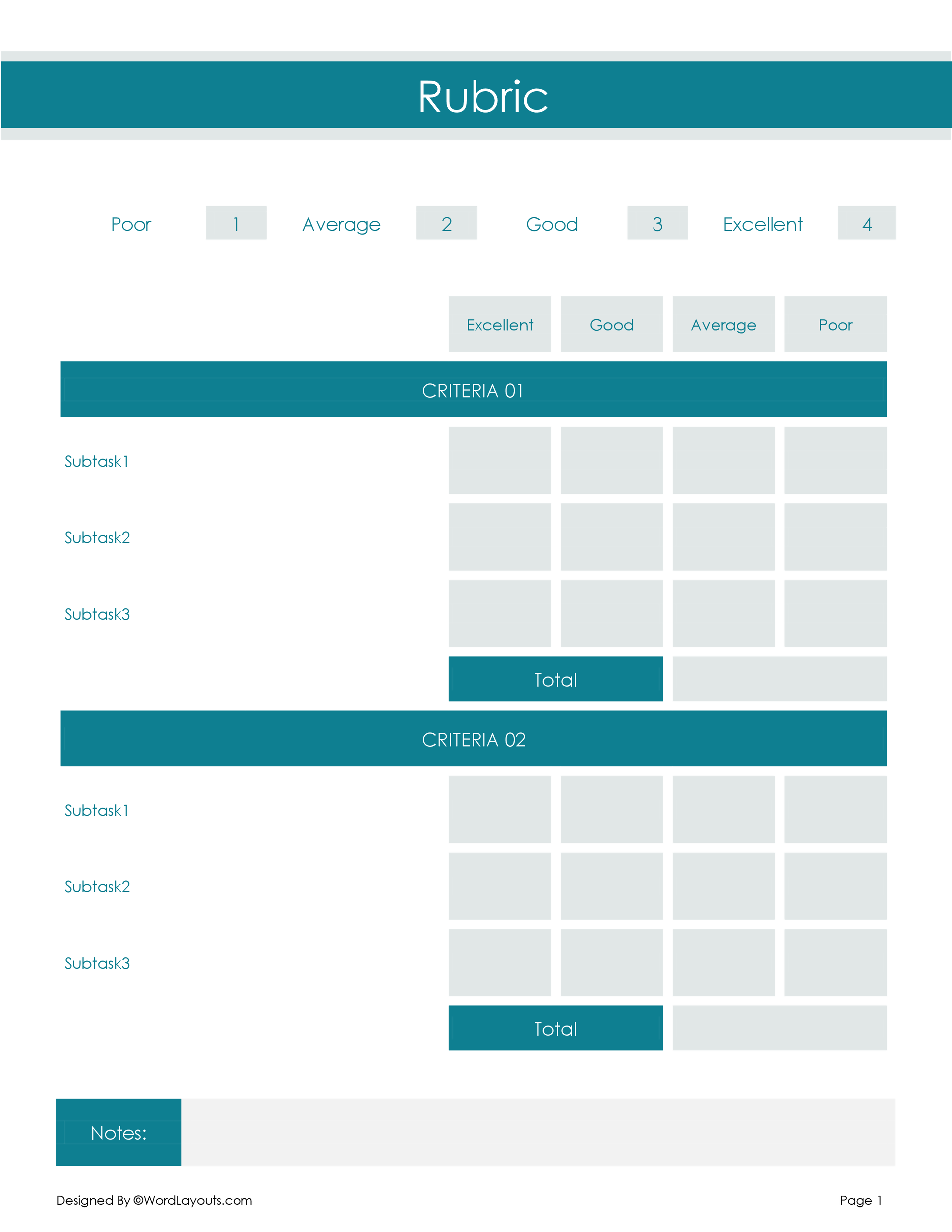 Student Assessment Rubric Template - WordLayouts Student Assessment Rubric Template - WordLayouts