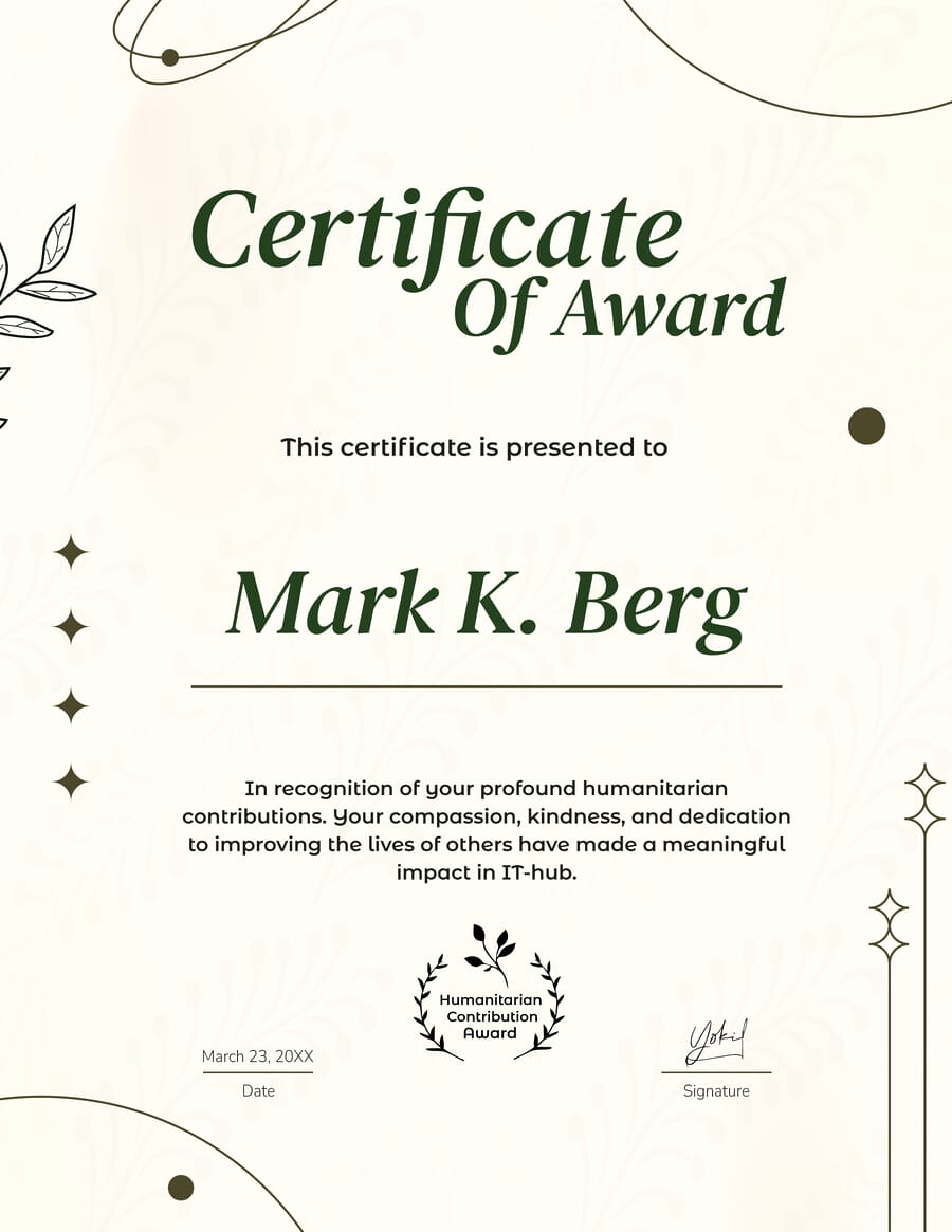 Teamwork Collaboration Award Certificate Template (Landscape) - WordLayouts