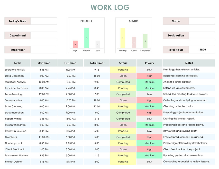 Free Work Log Templates for Activity Tracking Free Work Log Templates for Activity Tracking