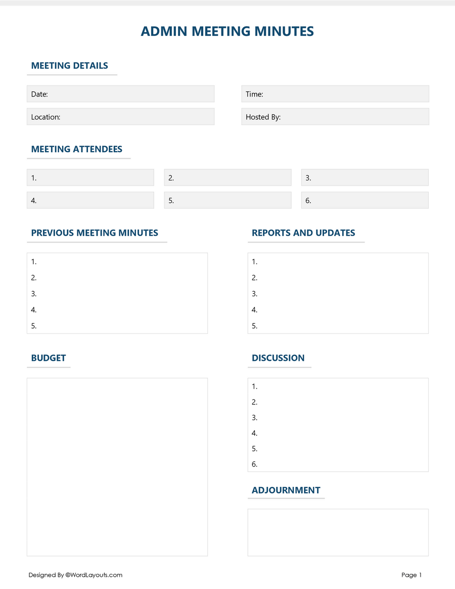 Client Meeting Minutes Template - WordLayouts