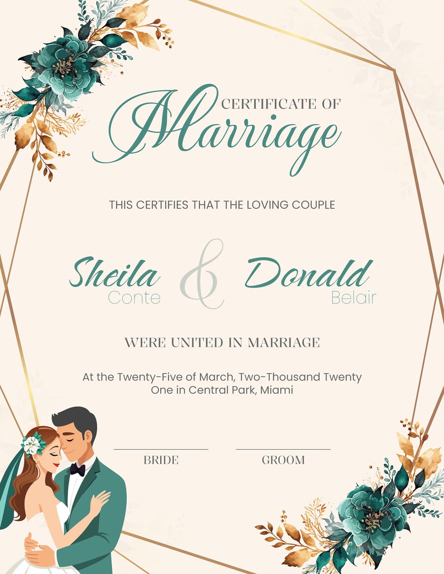 Everlasting Vows Wedding Certificate Template (Landscape) - WordLayouts