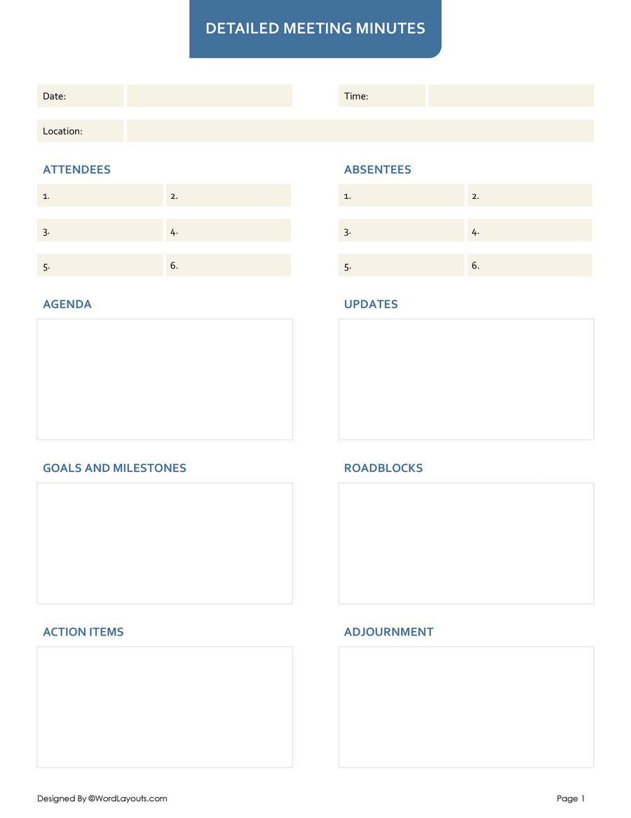 Staff Meeting Minutes Template - WordLayouts