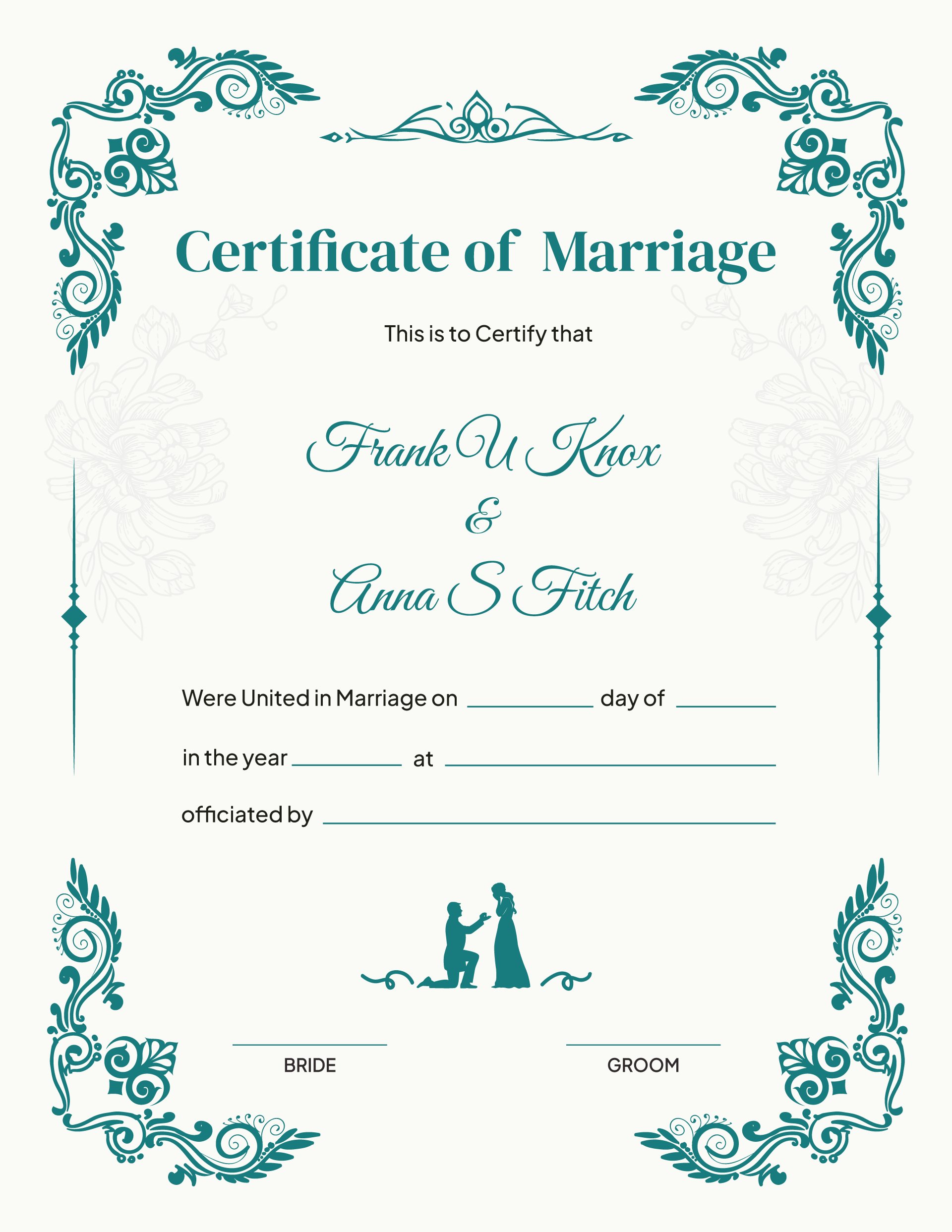 Elegant Marriage Certificate Template (Portrait) - WordLayouts Elegant Marriage Certificate Template (Portrait) - WordLayouts