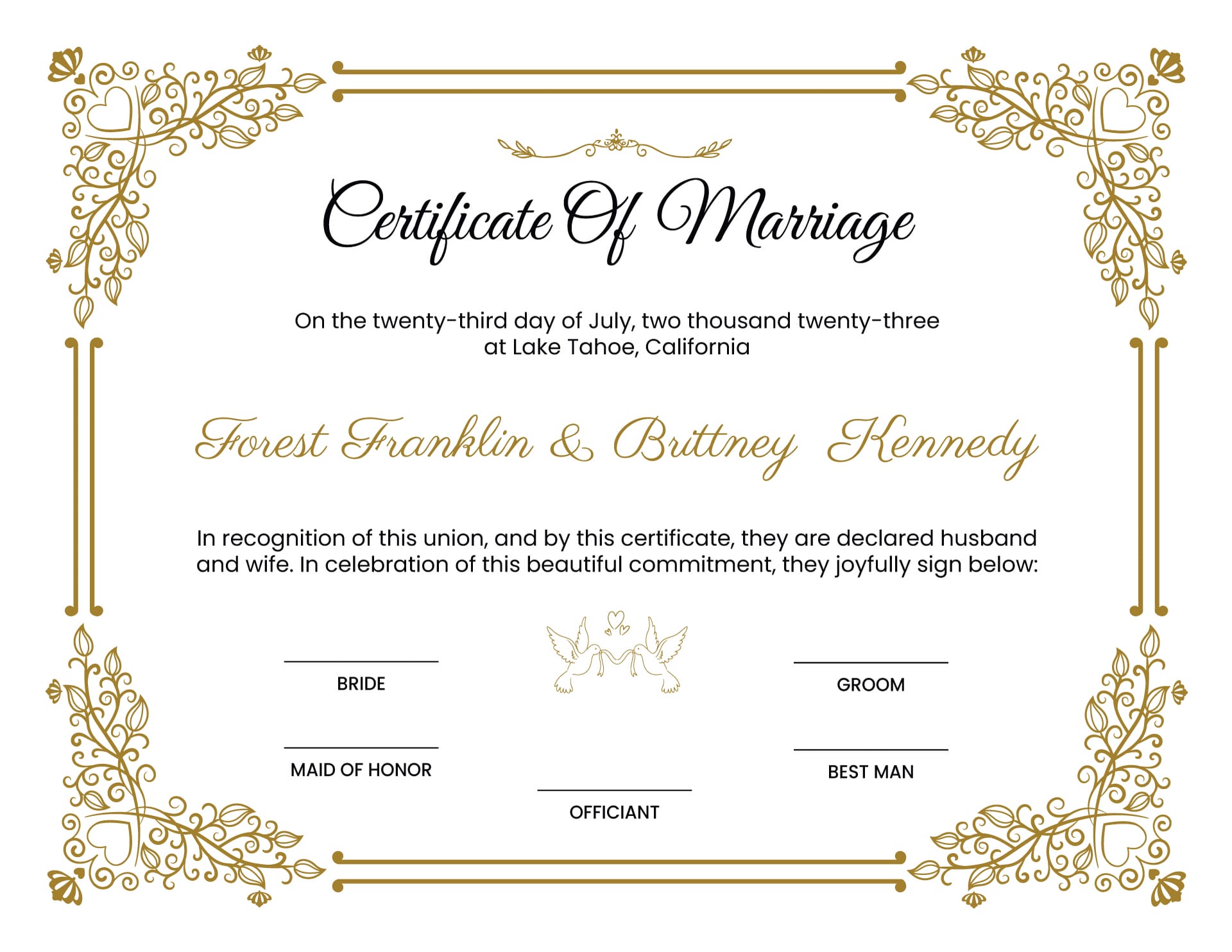 Free Marriage Certificate Templates (Edit & Printable)