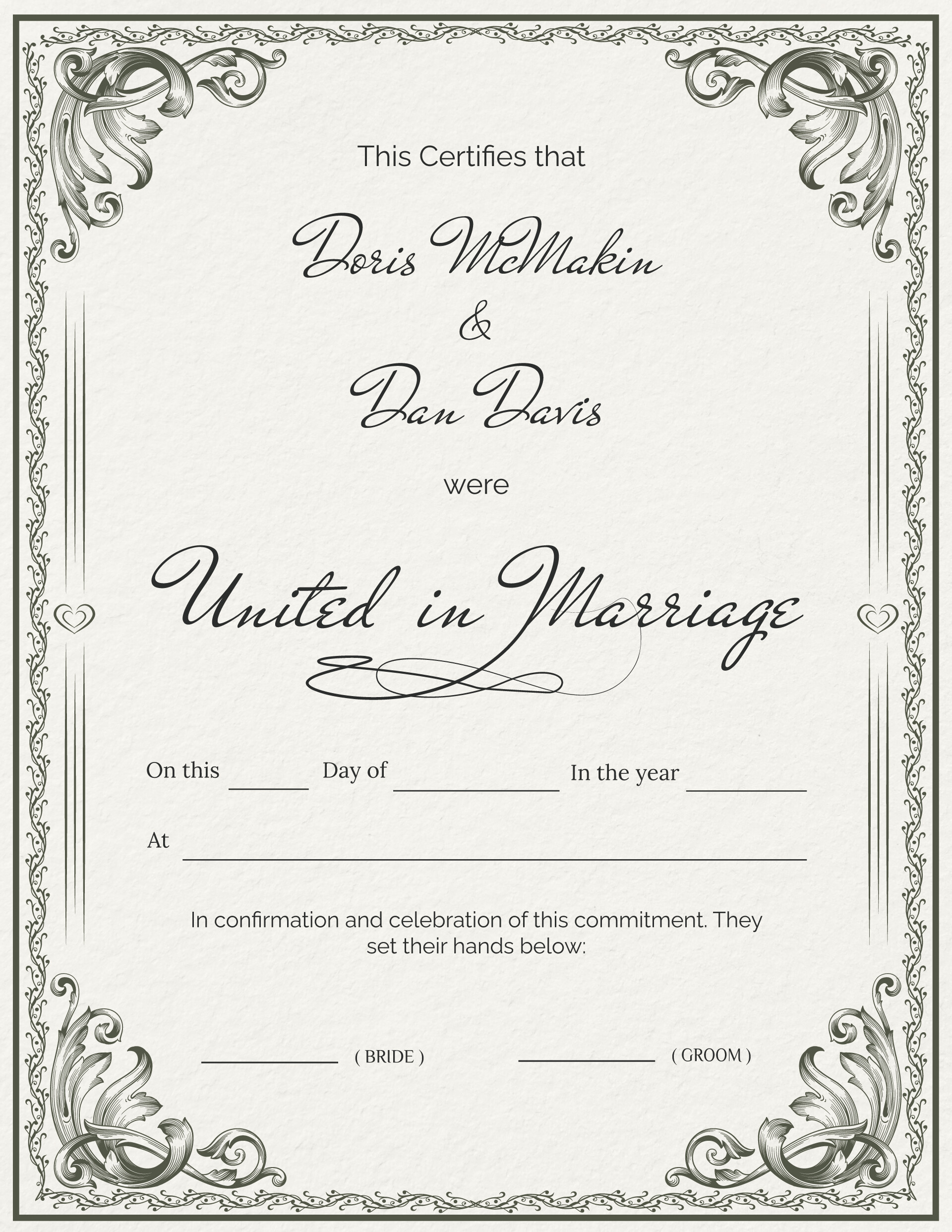 Rustic Charm Wedding Certificate Template (Portrait) - WordLayouts Rustic Charm Wedding Certificate Template (Portrait) - WordLayouts