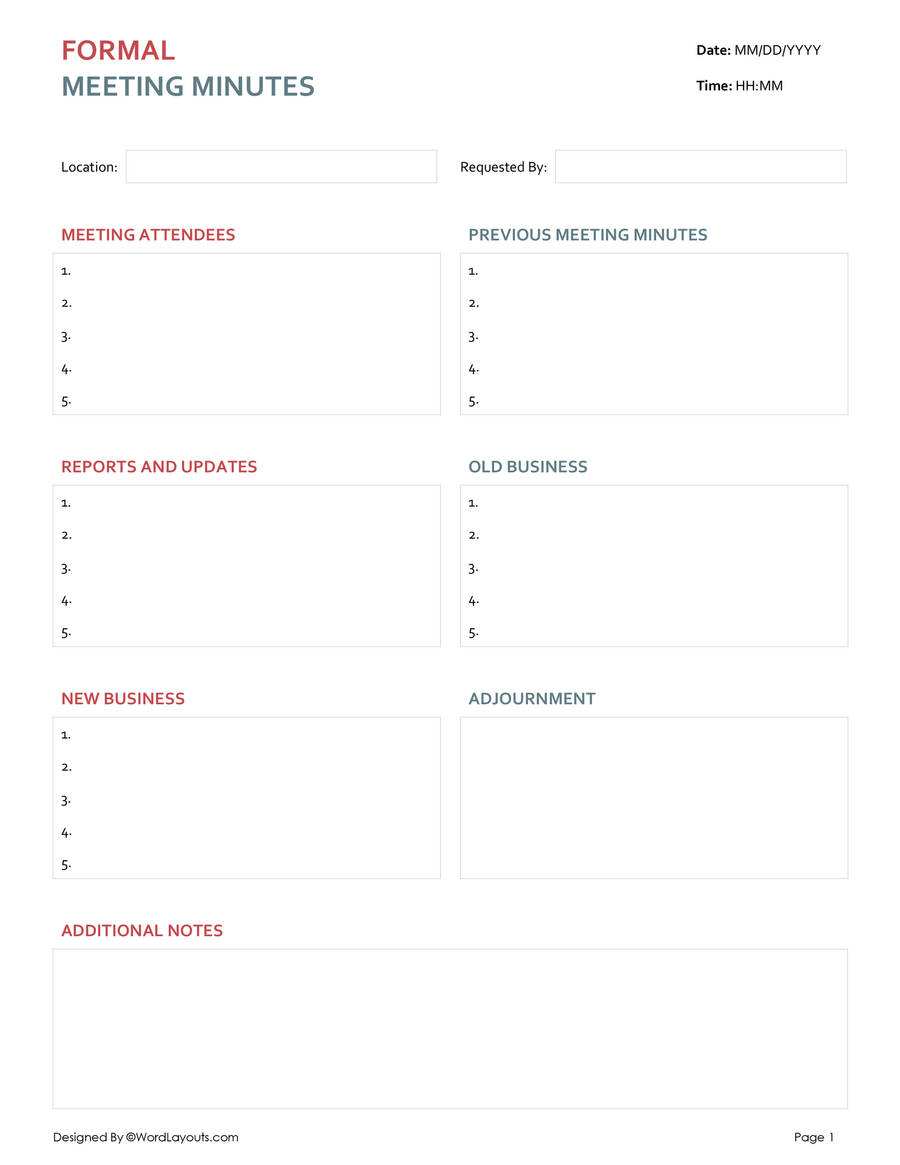 Free Meeting Minutes Templates (Word, GDocs)
