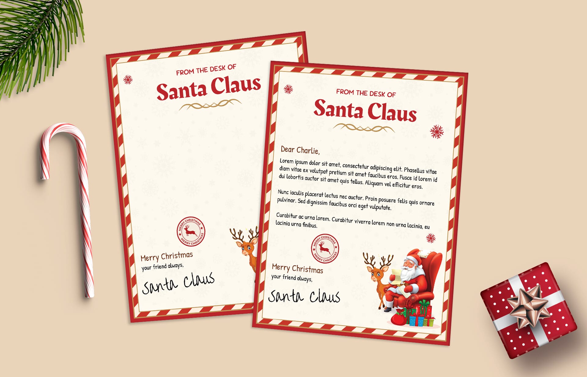 Holiday Greetings from Santa Template - WordLayouts