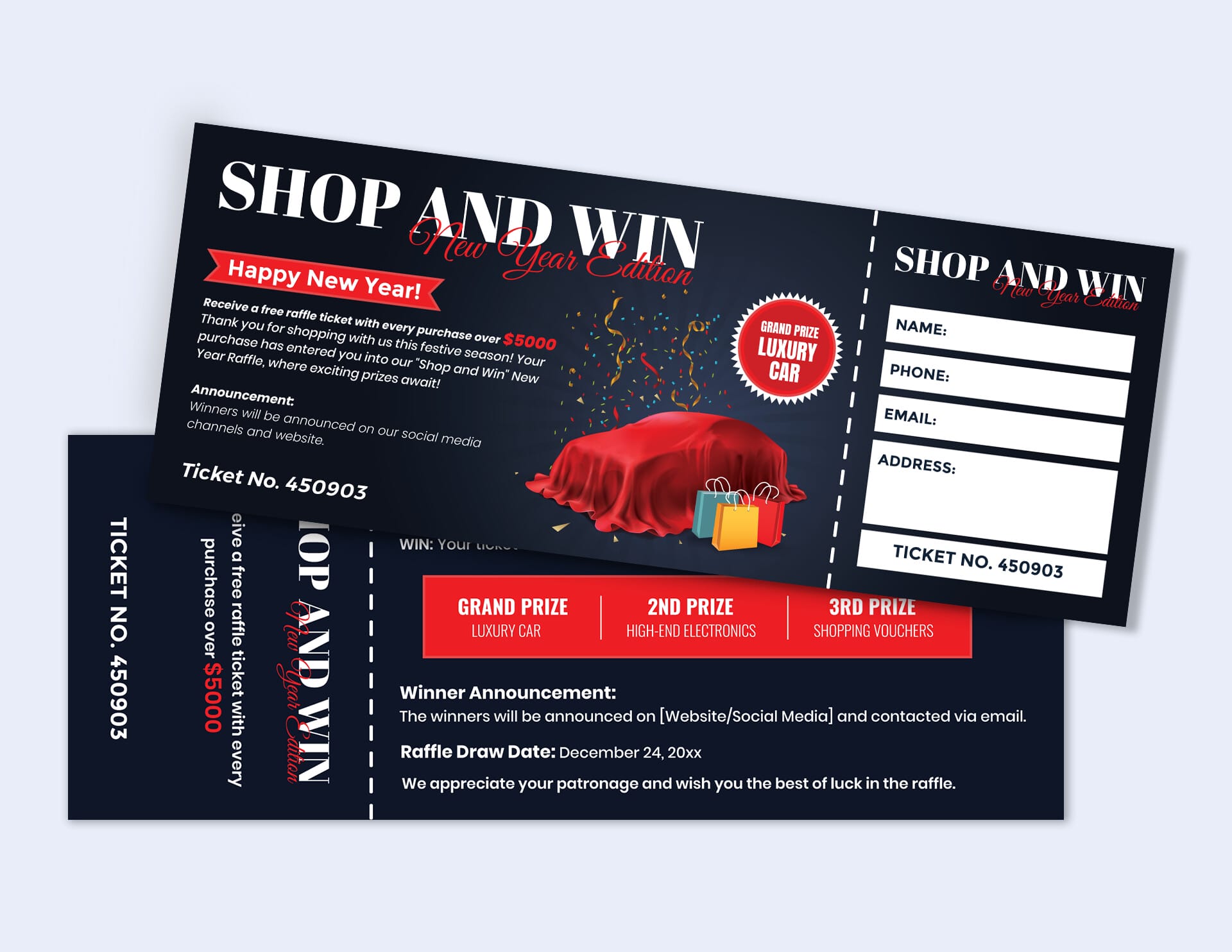 Lucky New Year Bonanza Raffle Ticket Template - WordLayouts