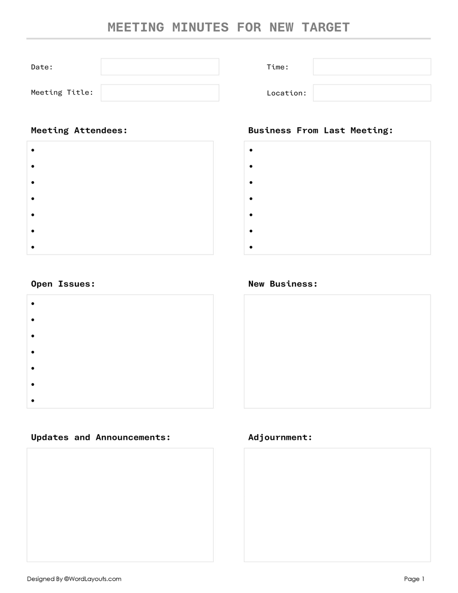 Sales Meeting Minutes Template - WordLayouts