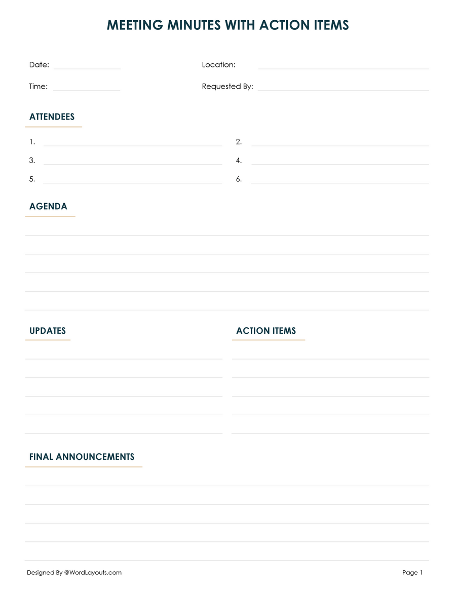 Client Meeting Minutes Template - WordLayouts