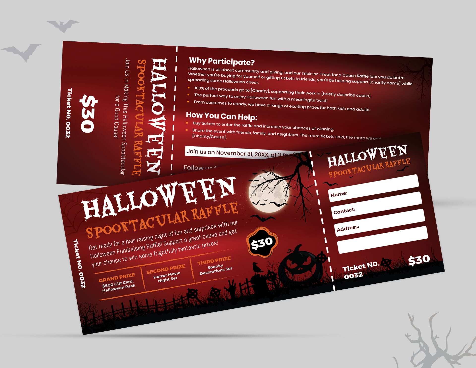 Mystical Halloween Raffle Ticket Template - WordLayouts