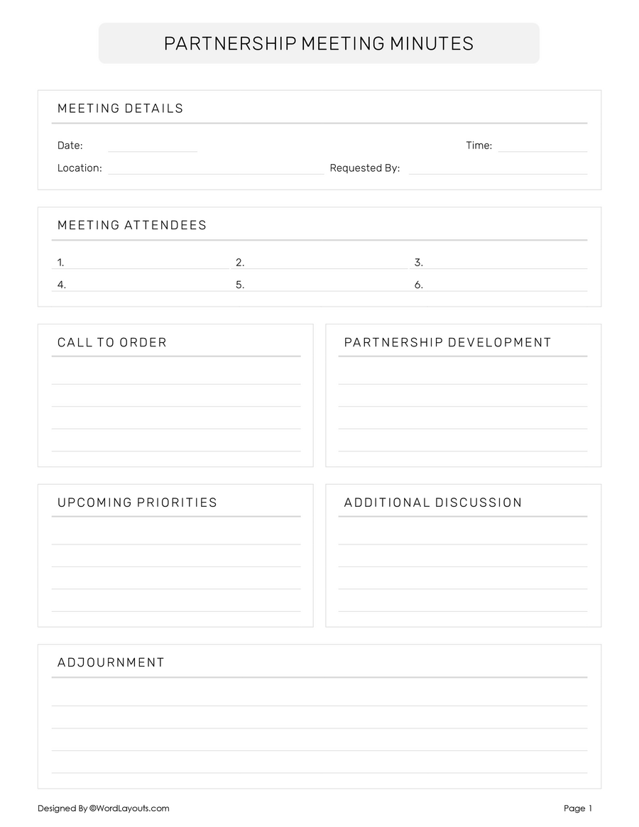 Client Meeting Minutes Template - WordLayouts