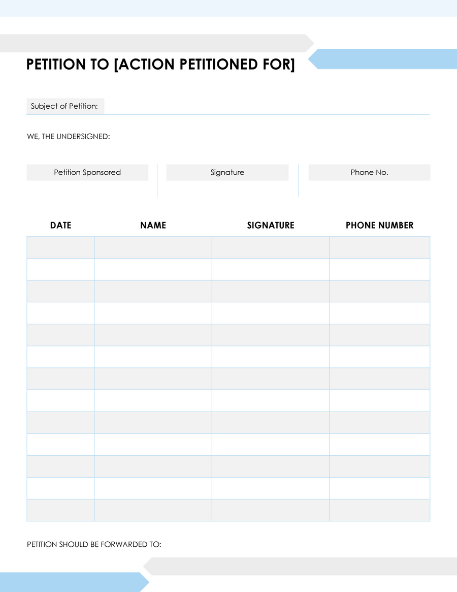 Printable Petition Template with Signatures - WordLayouts