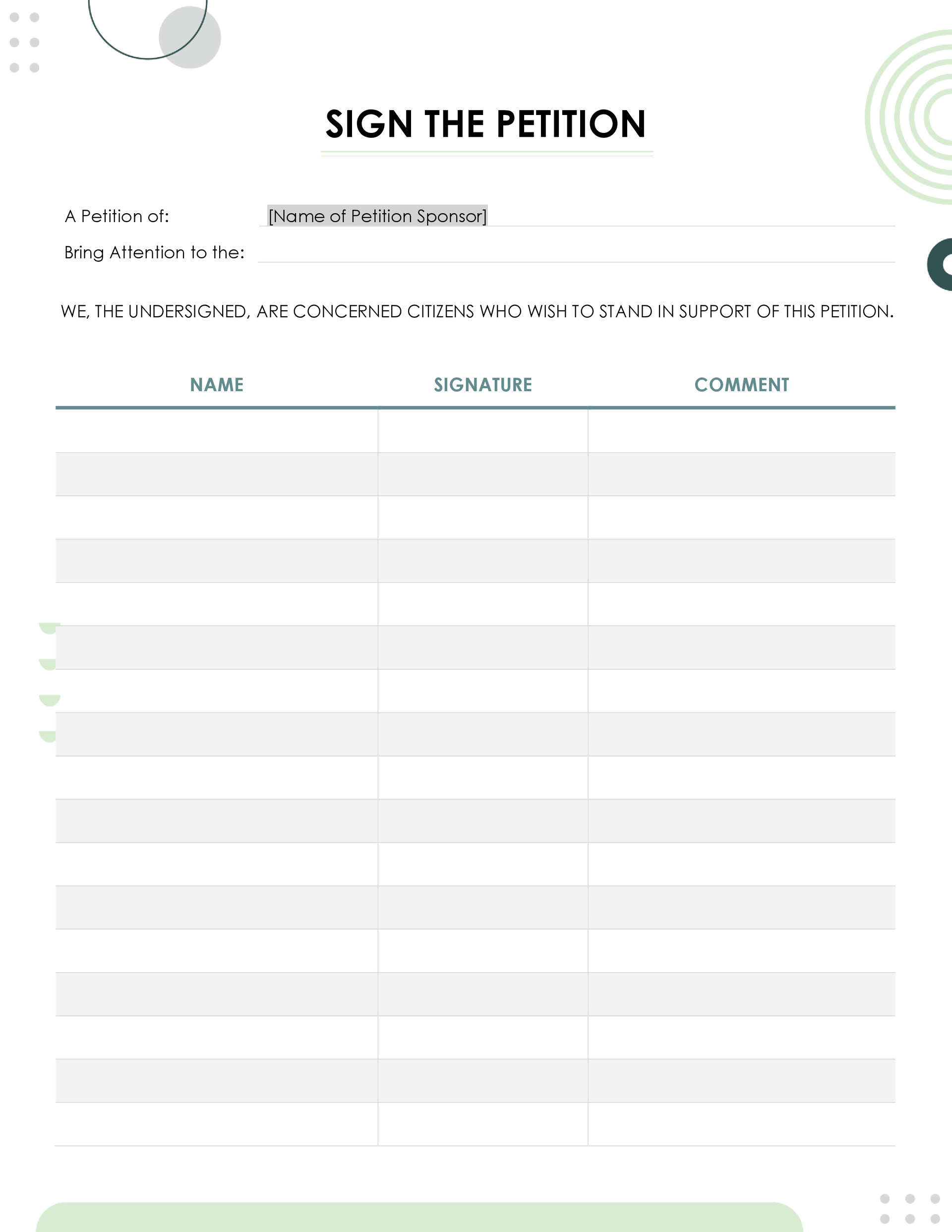 Sign The Petition Form Template - WordLayouts Sign The Petition Form Template - WordLayouts