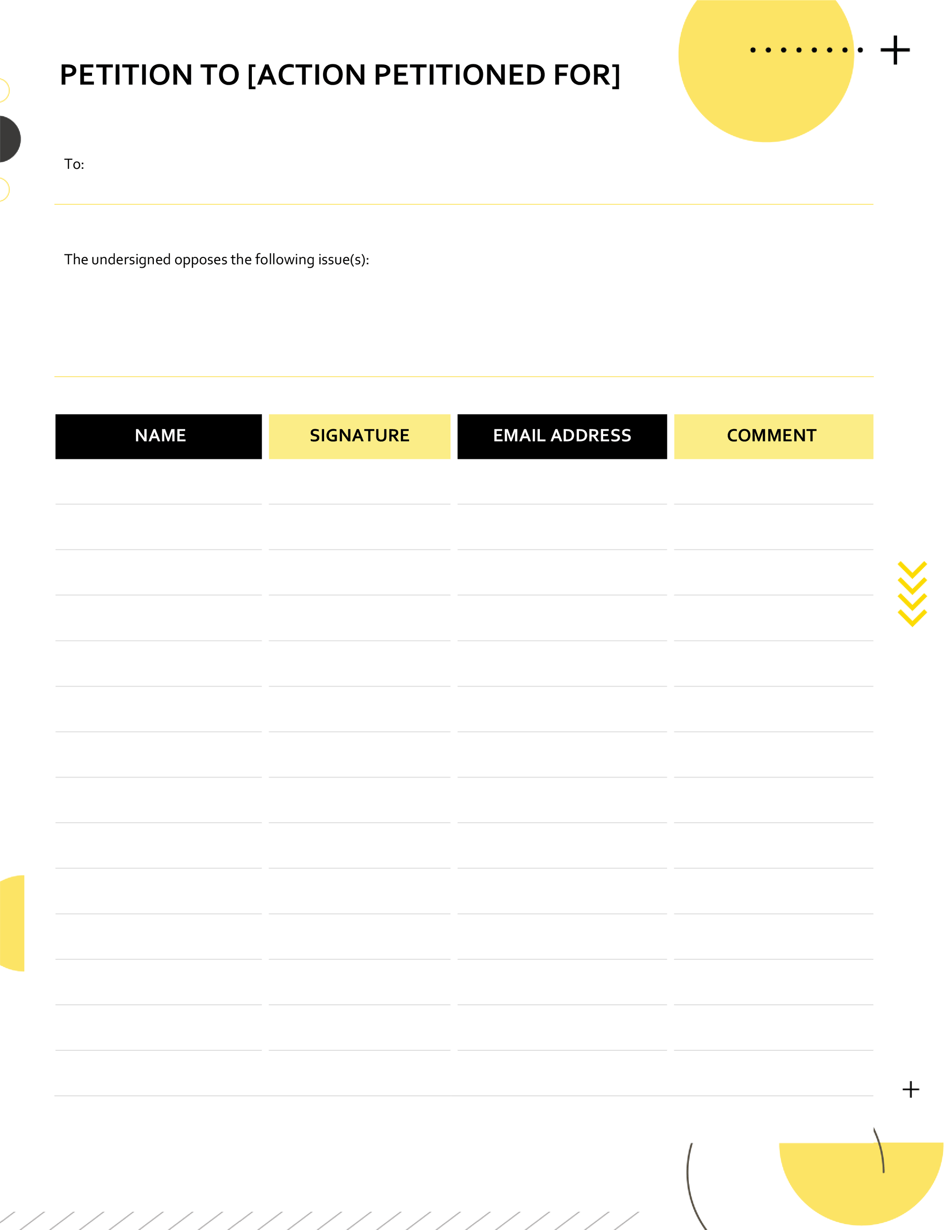 Printable Petition Template with Signatures - WordLayouts