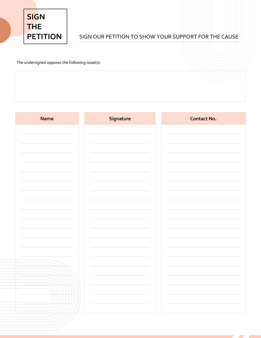 Petition Template for Signatures - WordLayouts