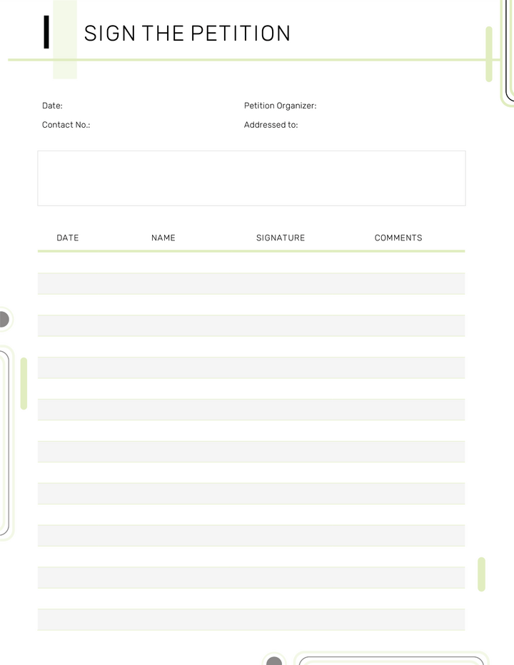 Structured Petition to Action Template - WordLayouts