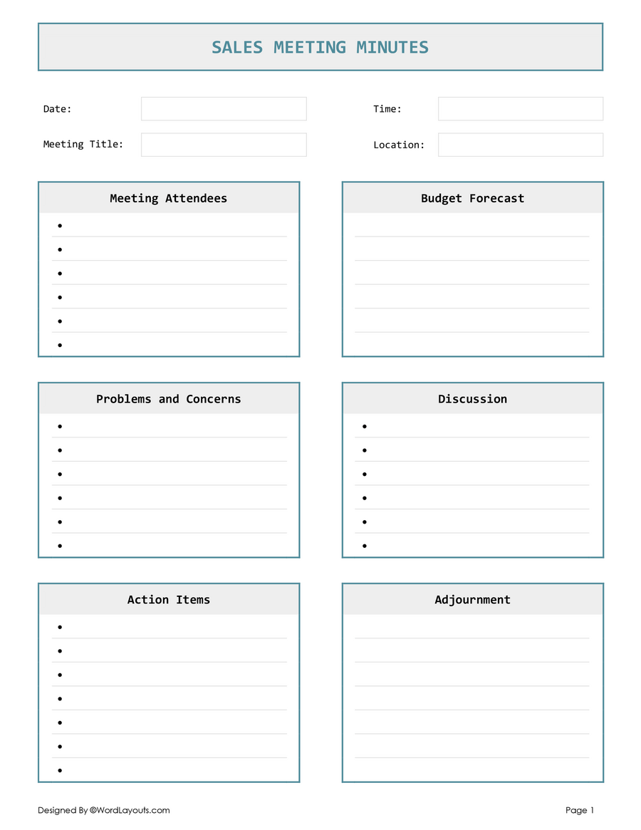 Staff Meeting Minutes Template - WordLayouts