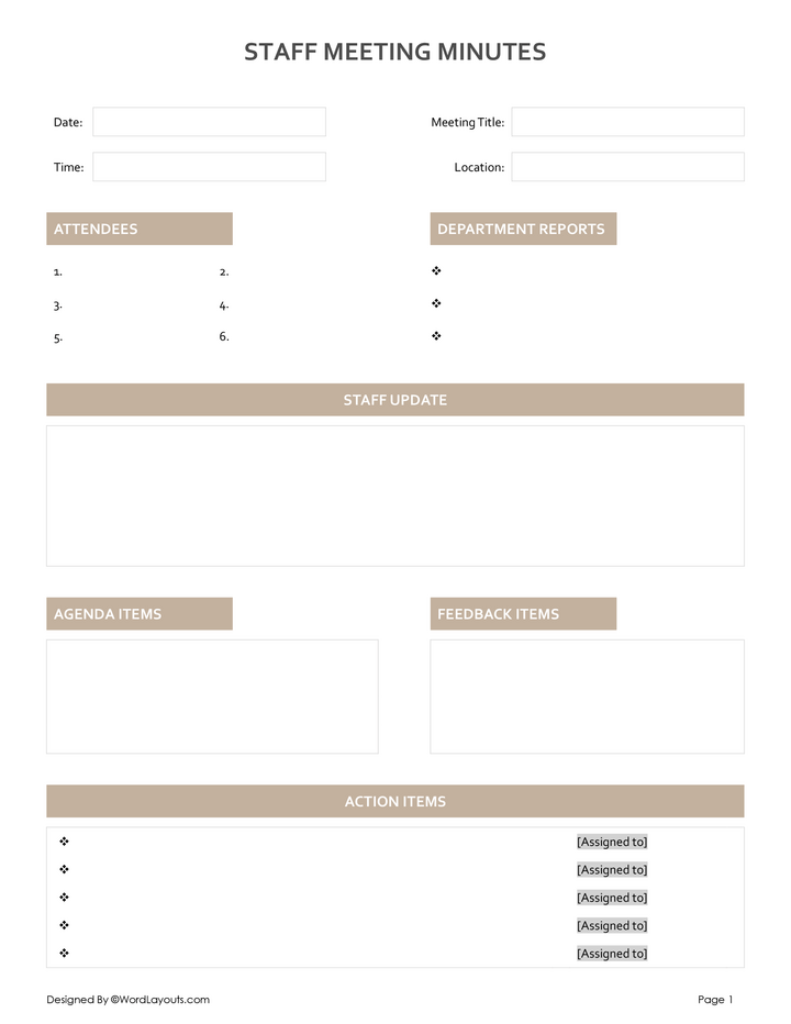 Detailed Meeting Minutes Template - WordLayouts