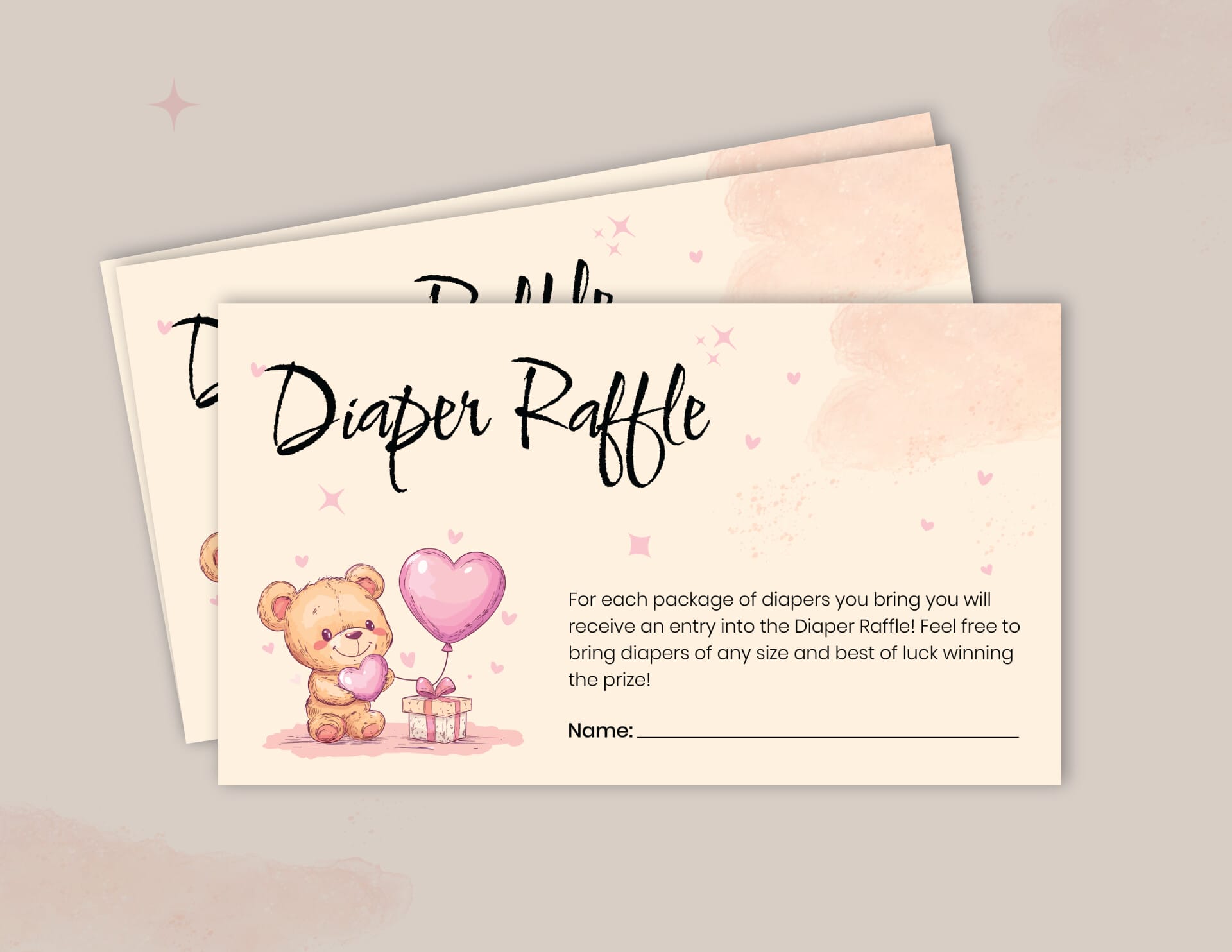 Teddy's Diaper Raffle Template - WordLayouts